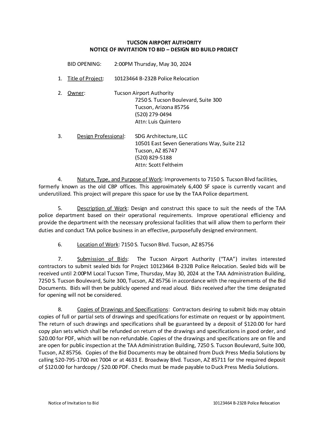 10123464 B-232B Police Relocation – Notice of Invitation to Bid / Fly ...