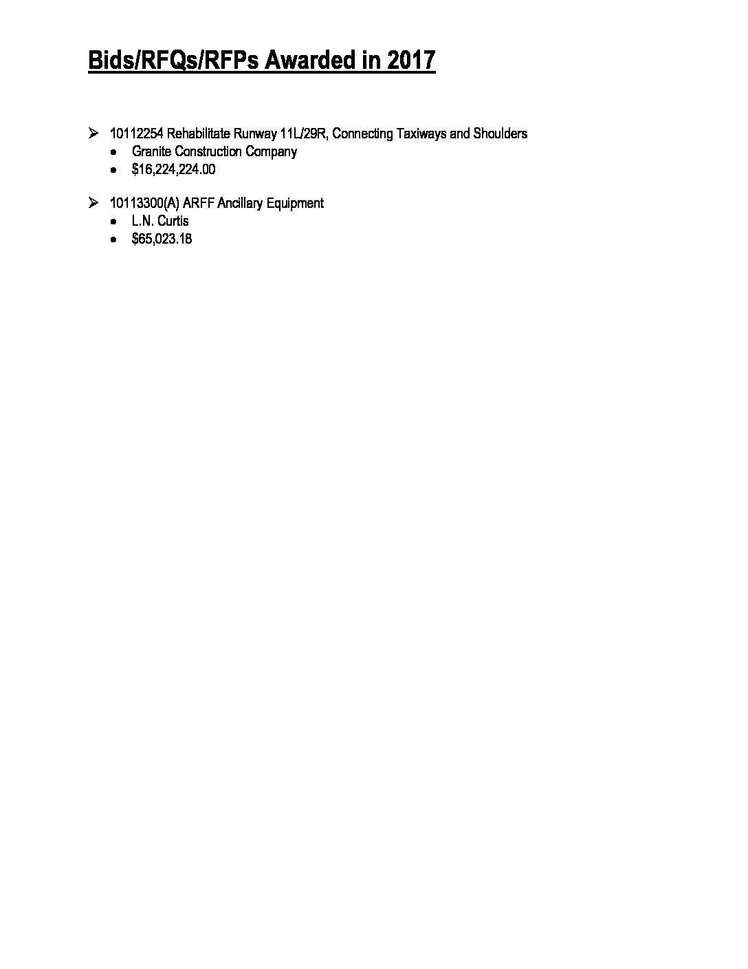 Bids RFQs RFPs Awarded 2017 / Fly Tucson