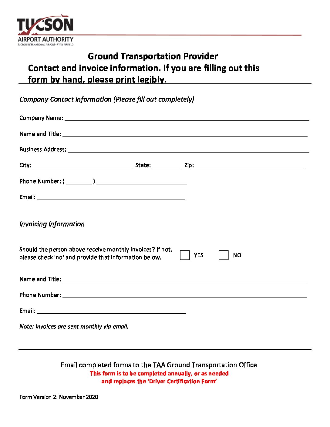 Contact-and-Invoicing-Form-November-2020 / Fly Tucson