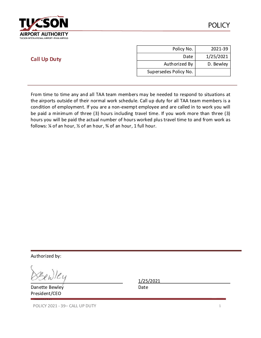 POL – 2021-39 – Call Up Duty (2021-39) / Fly Tucson