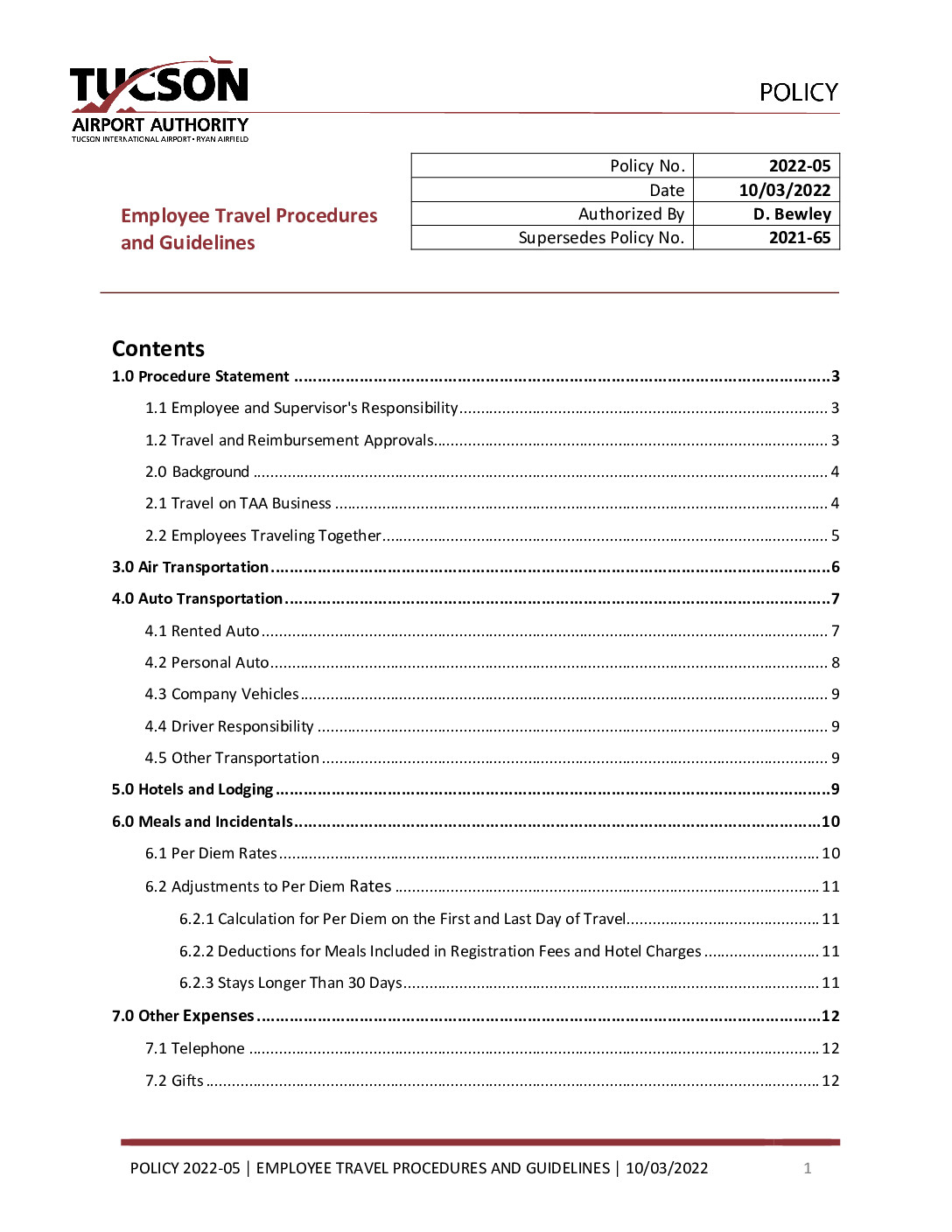 POL – 2022-05 – Employee Travel Procedures and Guidelines (2022-10-03 ...
