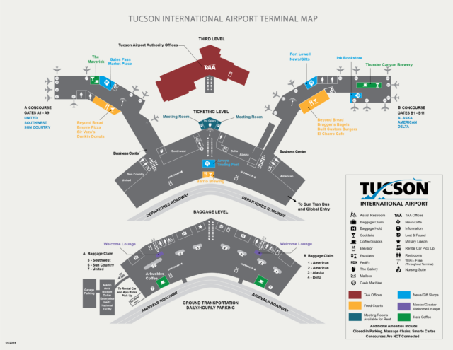TUS Terminal Map Last Updated 4-2024 / Fly Tucson